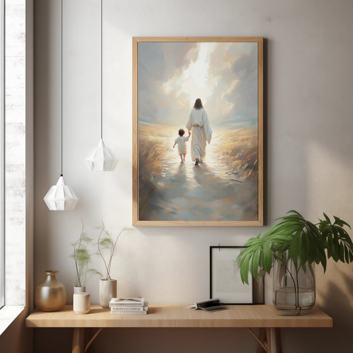 Walking with Jesus - Float Frame Canvas - Christian Art – DELI PRINTS