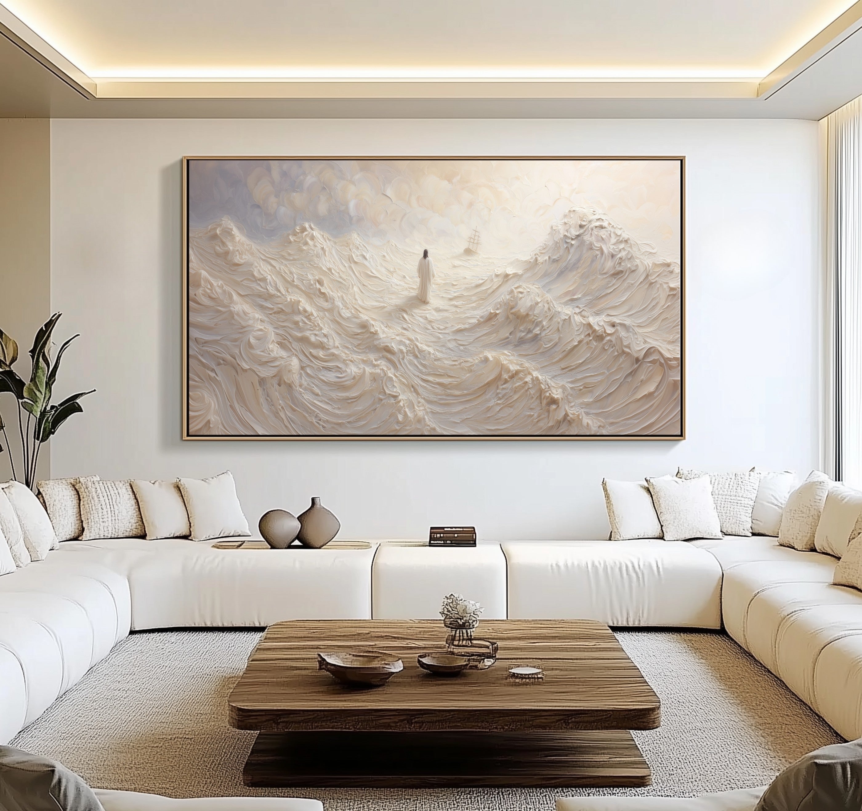 Jesus calms the storm - Float Frame Canvas - Religious Art – DELI PRINTS